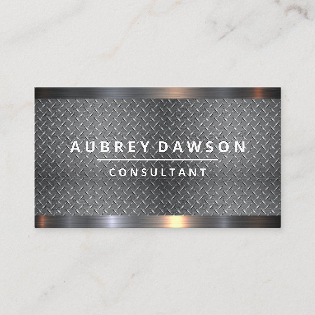 Diamond Plated Steel Metal Trim Business Card | Zazzle