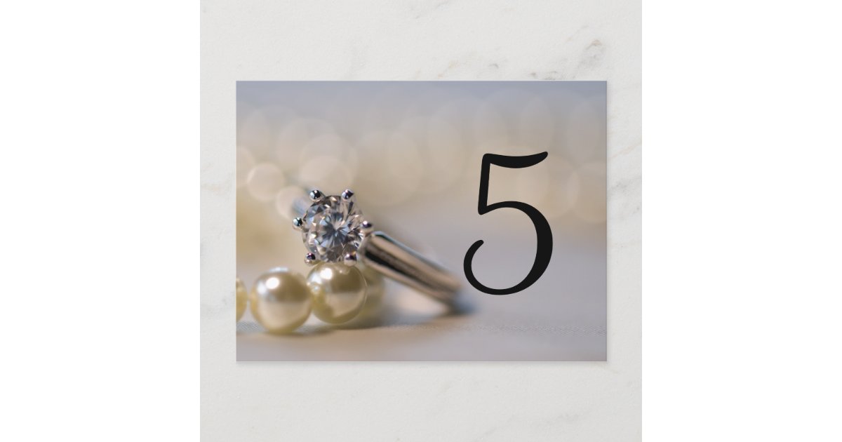 Diamond Ring and Pearls Wedding Table Numbers | Zazzle