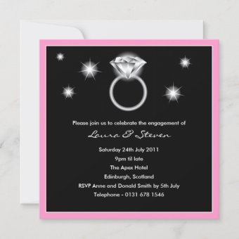 Diamond Ring Engagement Party Invitation - pink | Zazzle