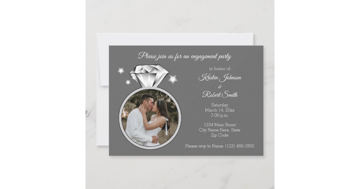 Diamond Ring Engagement party photo Invitation | Zazzle