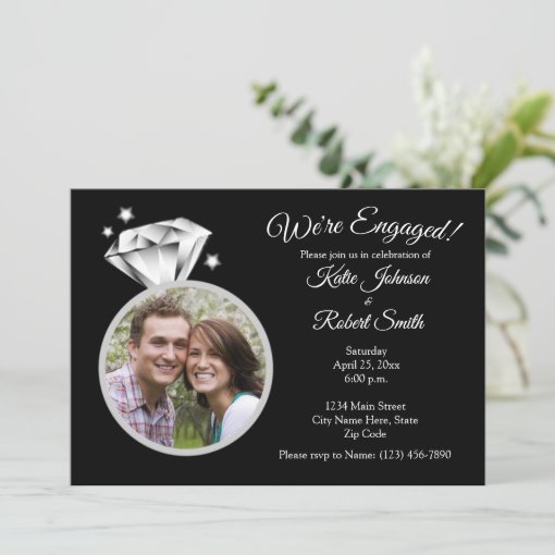 Diamond Ring Engagement Party Photo Invitation | Zazzle