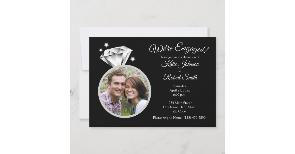 Diamond Ring Engagement Party Photo Invitation | Zazzle