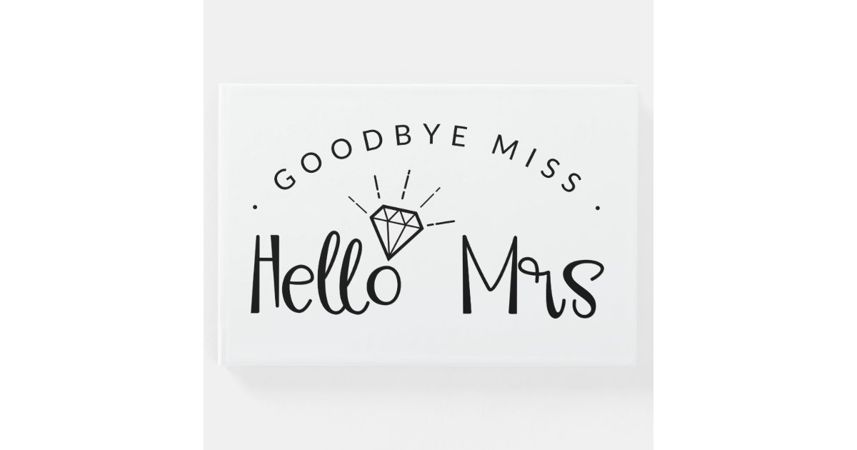 Diamond Ring Goodbye Miss Hello Mrs Bridal Shower Guest Book | Zazzle.com