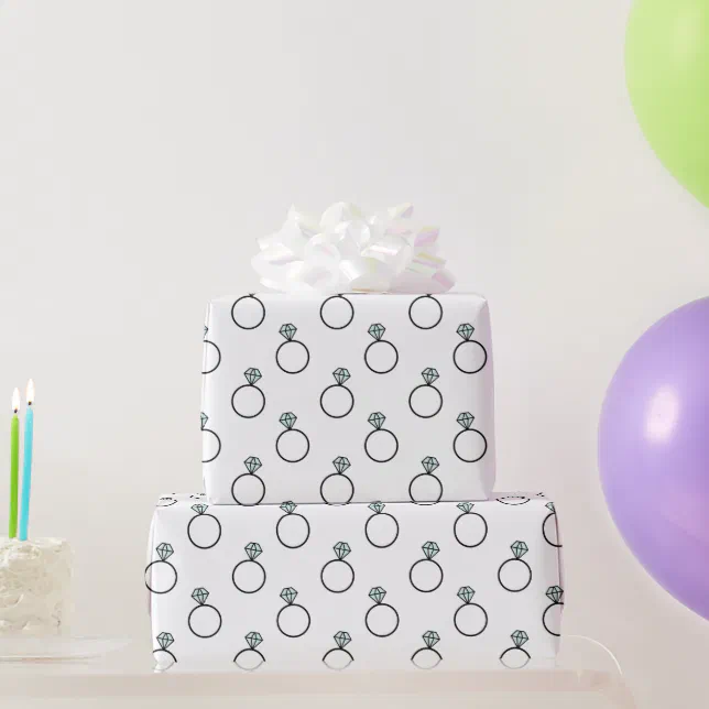 Diamond Ring Pattern - White Wrapping Paper | Zazzle