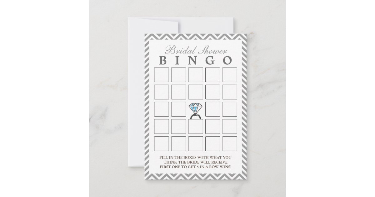 Diamond Ring Silver Zigzag Bridal Bingo Cards | Zazzle