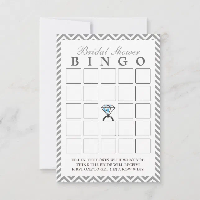 Diamond Ring Silver Zigzag Bridal Bingo Cards | Zazzle