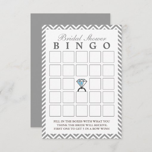 Diamond Ring Silver Zigzag Bridal Bingo Cards | Zazzle