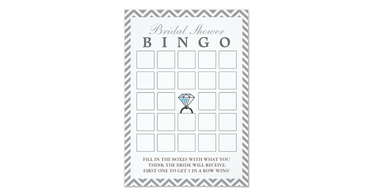Diamond Ring Silver Zigzag Bridal Bingo Cards | Zazzle.com