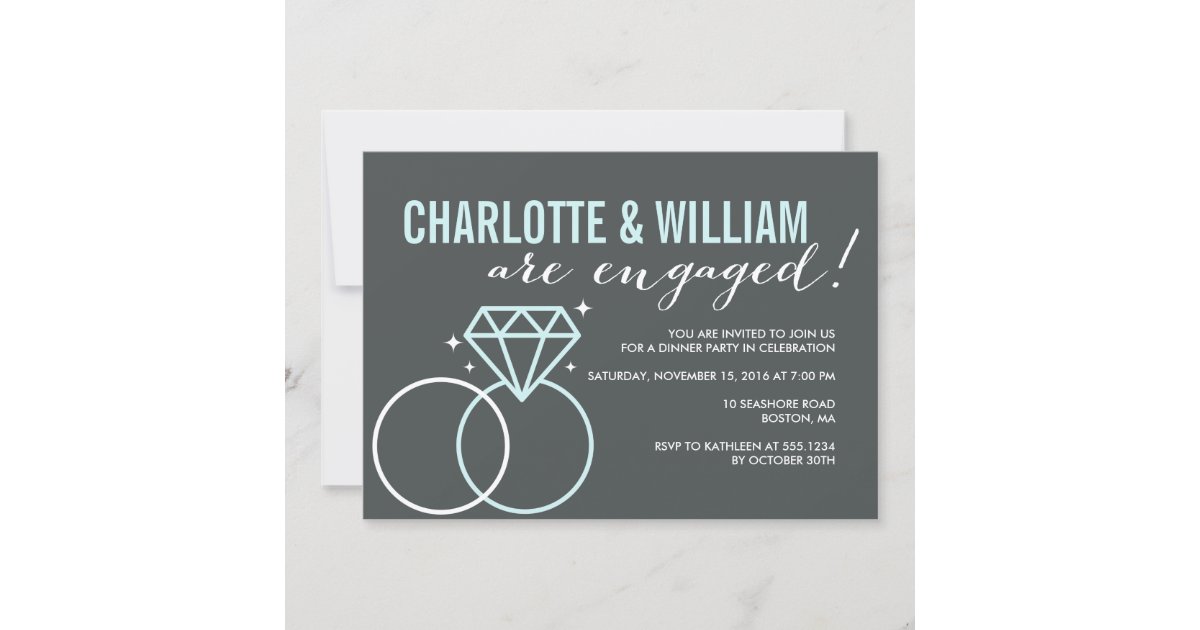 Diamond Rings Engagement Party Slate Invitation | Zazzle