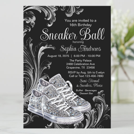 Diamond Sneaker Ball Birthday Party Invitation | Zazzle