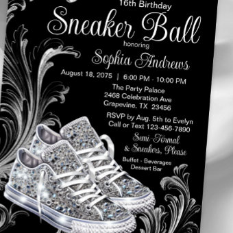 Diamond Sneaker Ball Birthday Party Invitation | Zazzle