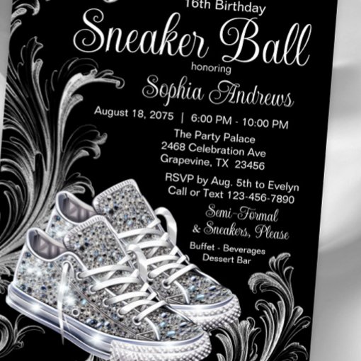Diamond Sneaker Ball Birthday Party Invitation | Zazzle