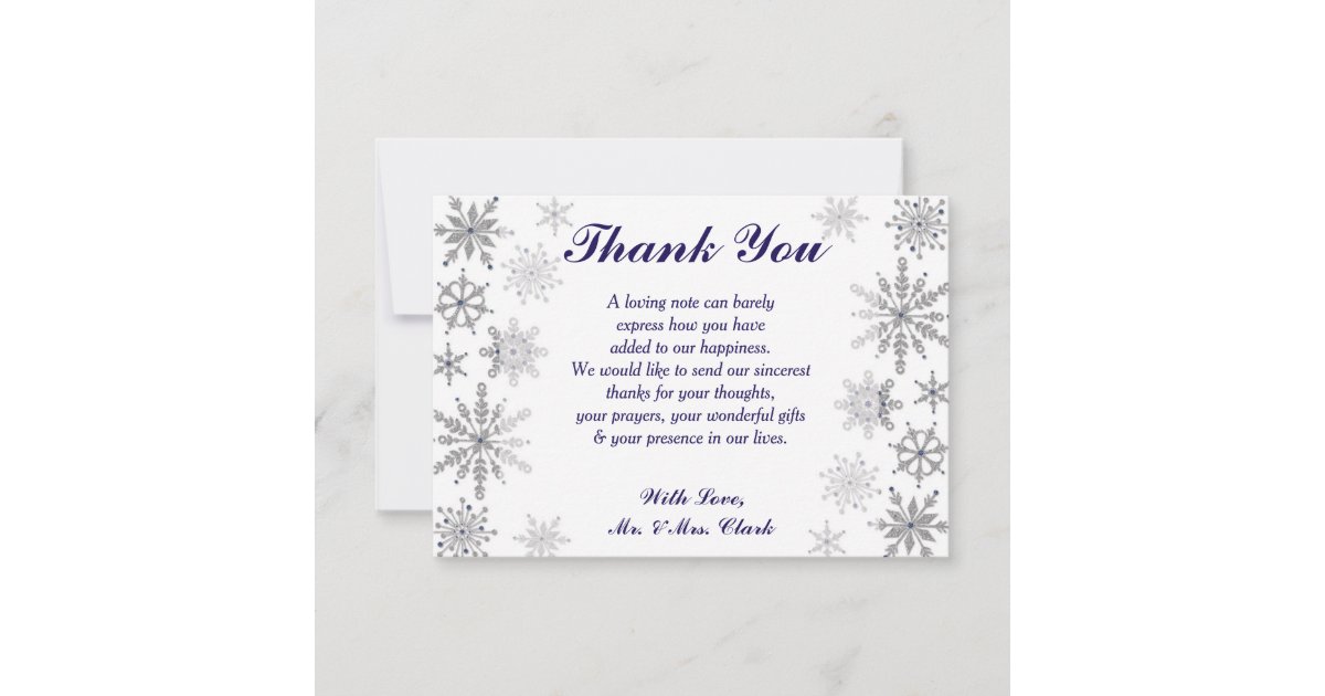 Diamond Snowflakes Thank you Card | Zazzle