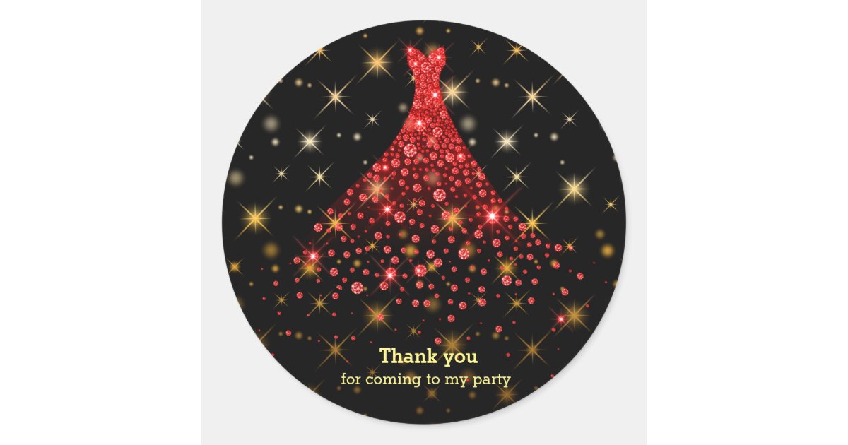 Diamond sparkling gown classic round sticker | Zazzle