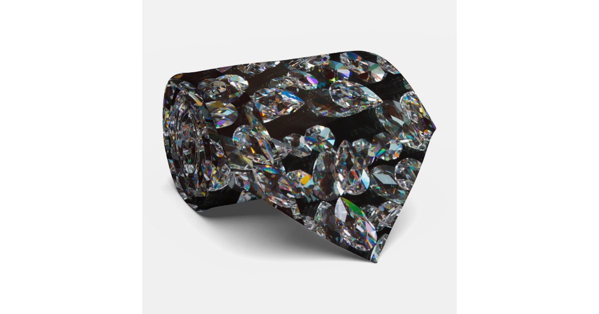 Diamond sparkly pattern elegant silver and black neck tie | Zazzle