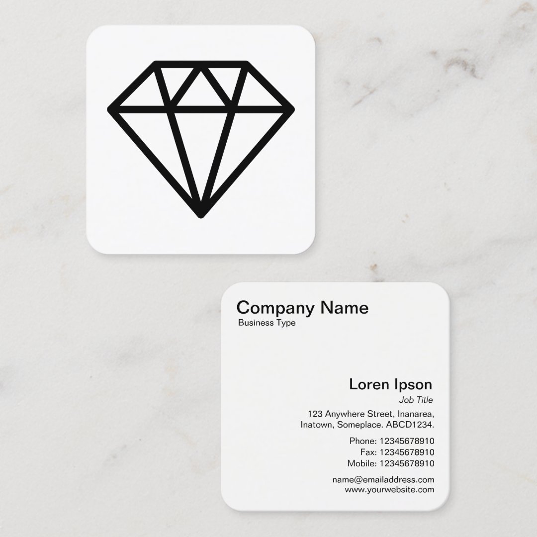 Diamond Symbol - Black on White Square Business Card | Zazzle