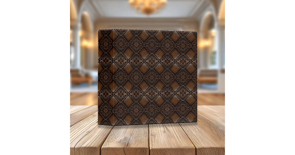 Diamond Tooled Leather Look Pattern 3 Ring Binder | Zazzle