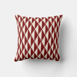 Diamond Tribal Pattern Red and Cream Throw Pillow | Zazzle