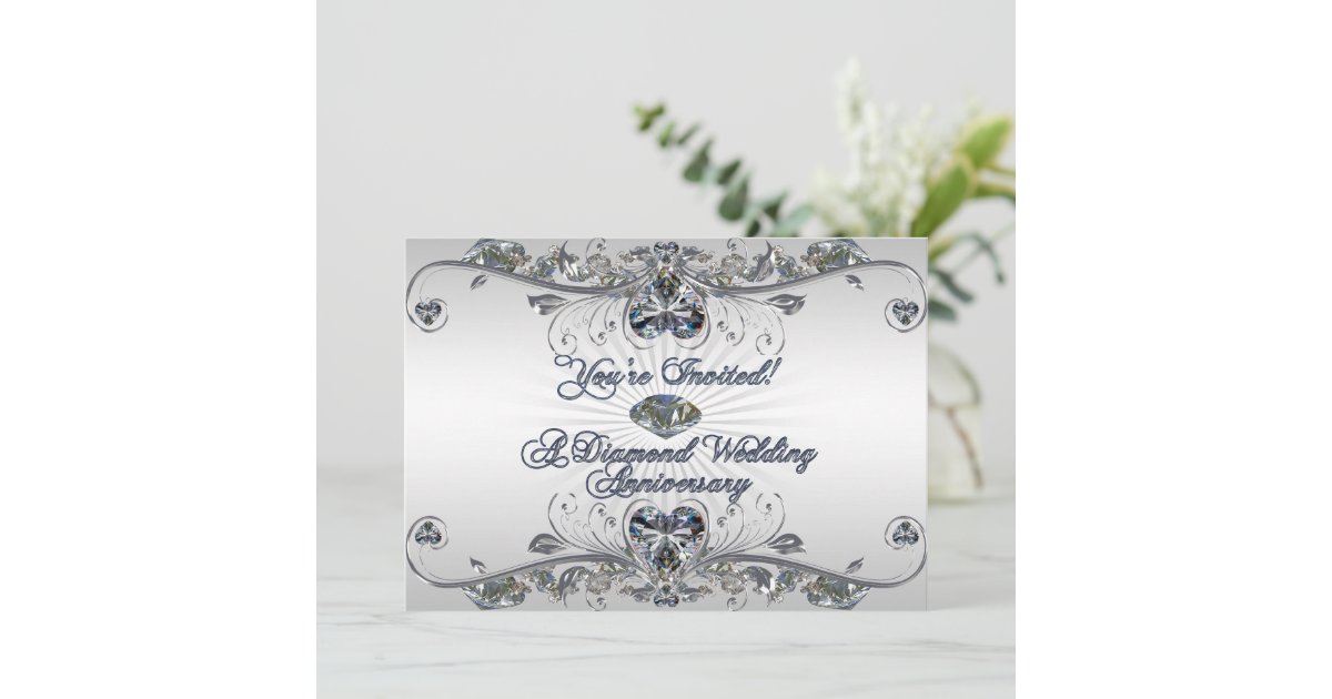 Diamond Wedding Anniversary Invitation Card | Zazzle