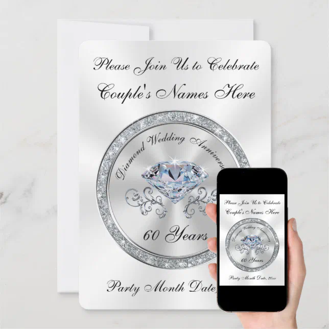 Diamond Wedding Anniversary Invitations | Zazzle