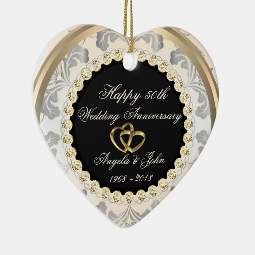 Diamonds 50th Wedding Anniversary Ceramic Ornament | Zazzle