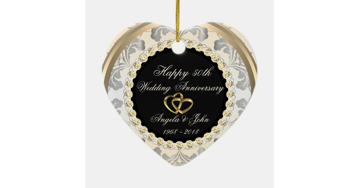 Diamonds 50th Wedding Anniversary Ceramic Ornament | Zazzle