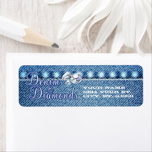 Diamonds and Denim Party Address Labels | Zazzle