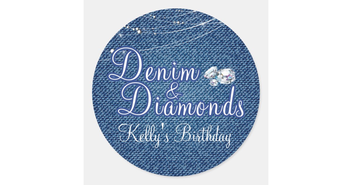 Diamonds and Denim Party Stickers | Zazzle