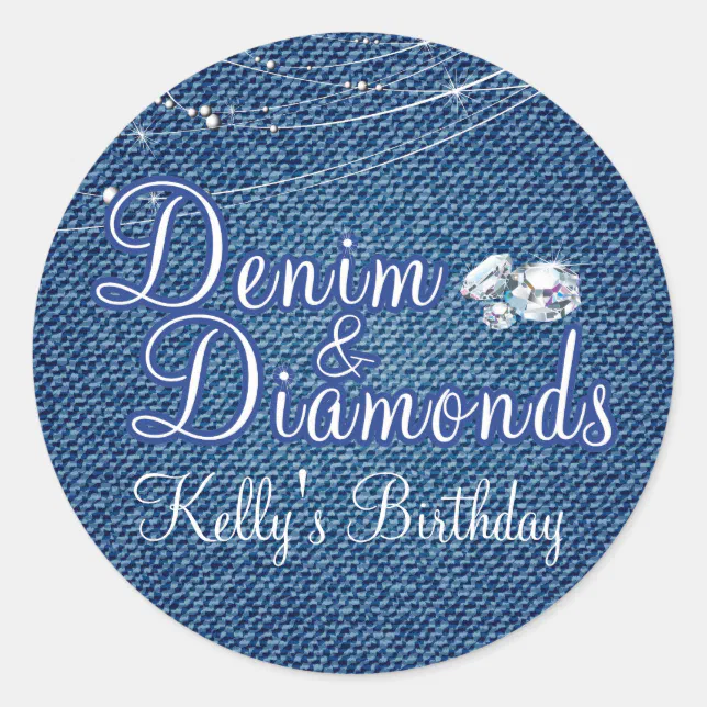 Diamonds and Denim Party Stickers | Zazzle
