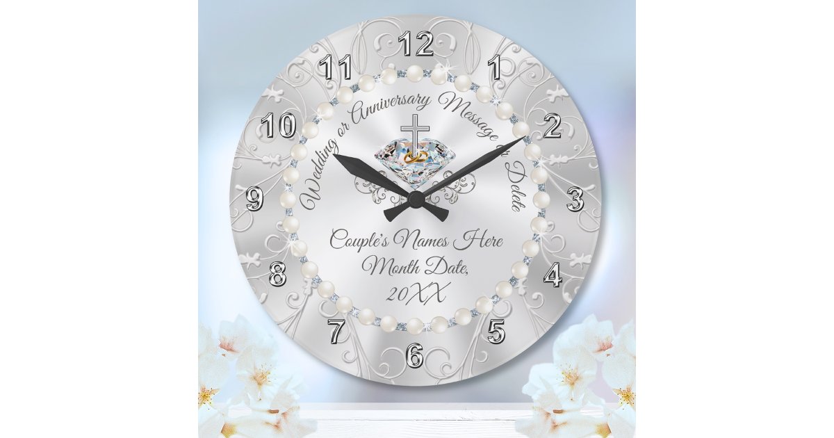 Diamonds and Pearls Personalized Wedding Clock | Zazzle