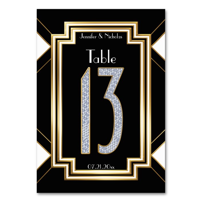 Diamonds Art Deco Wedding Table Number Thirteen | Zazzle.com