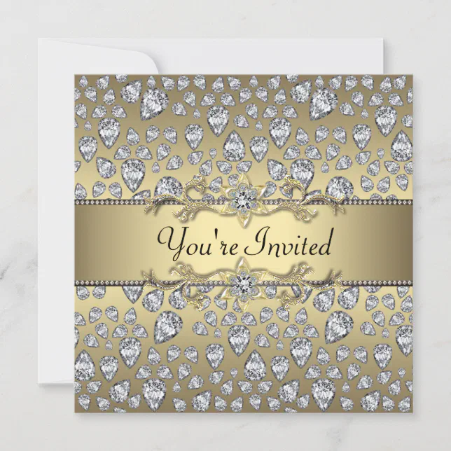 Diamonds Black and Gold All Occasion Party Invitation | Zazzle