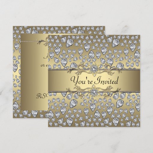 Diamonds Black and Gold All Occasion Party Invitation | Zazzle