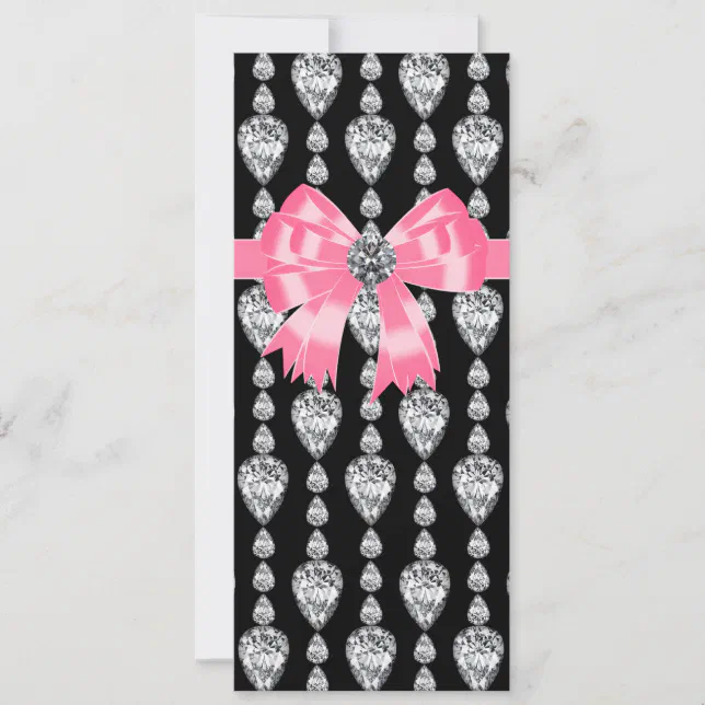 Diamonds Bow Pink Black Party Program Template | Zazzle