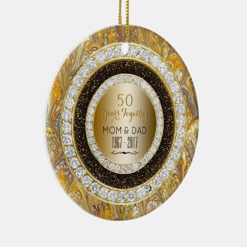 Diamonds Gold 50th Wedding Anniversary 50 Years Ceramic Ornament | Zazzle