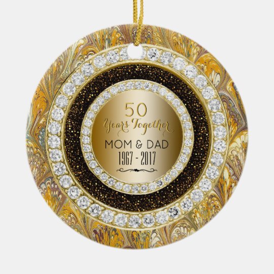 Diamonds Gold 50th Wedding Anniversary 50 Years Ceramic Ornament ...