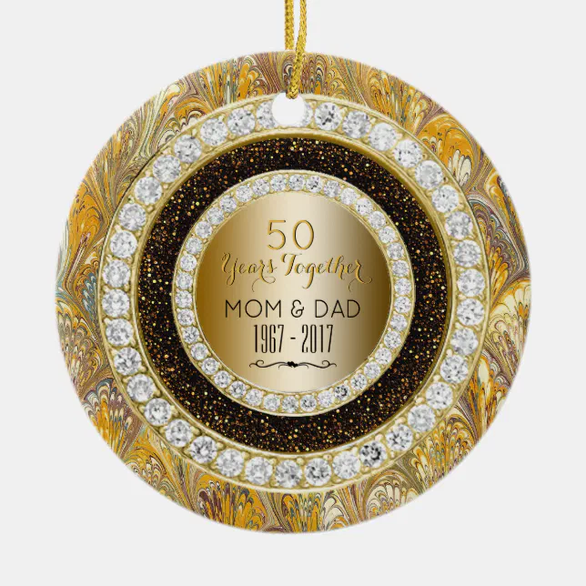 Diamonds Gold 50th Wedding Anniversary 50 Years Ceramic Ornament | Zazzle