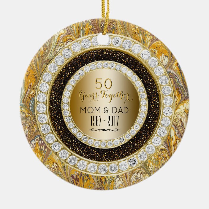 Diamonds Gold 50th Wedding Anniversary 50 Years Ceramic Ornament ...