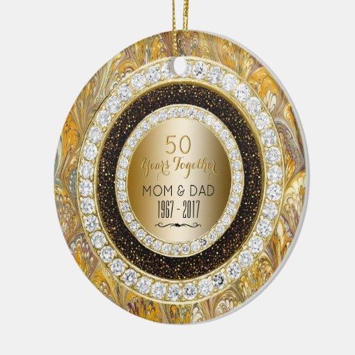 Diamonds Gold 50th Wedding Anniversary 50 Years Ceramic Ornament | Zazzle