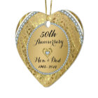 Diamonds & Gold 50th Wedding Anniversary Ceramic Ornament | Zazzle