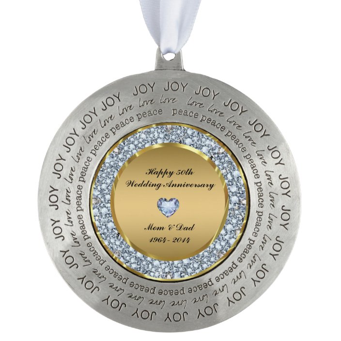 Diamonds & Gold 50th Wedding Anniversary Pewter Ornament | Zazzle.com