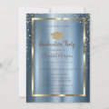 Diamonds Gold Grad Cap Blue Metallic Graduation Invitation | Zazzle