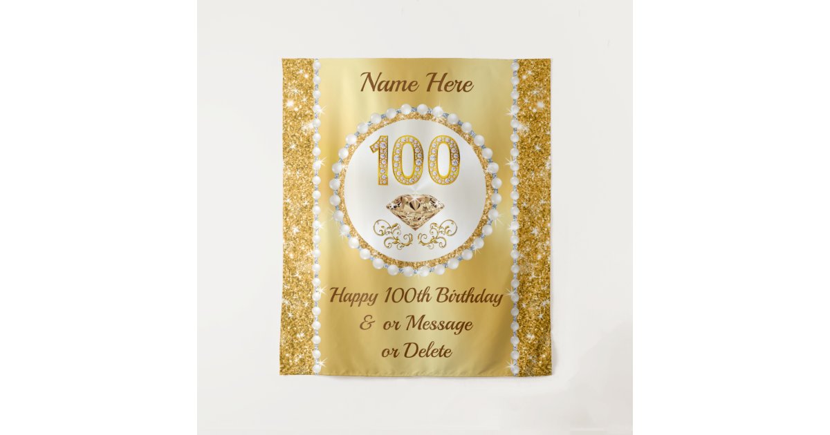 Diamonds, Pearls Large, 100th Birthday Backdrop, | Zazzle