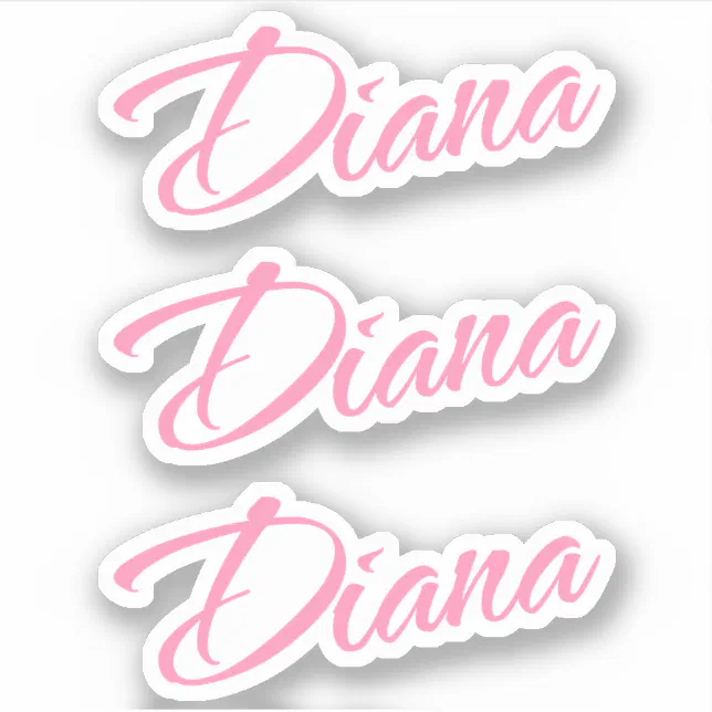 Diana Decorative Name in Pink x3 Sticker | Zazzle