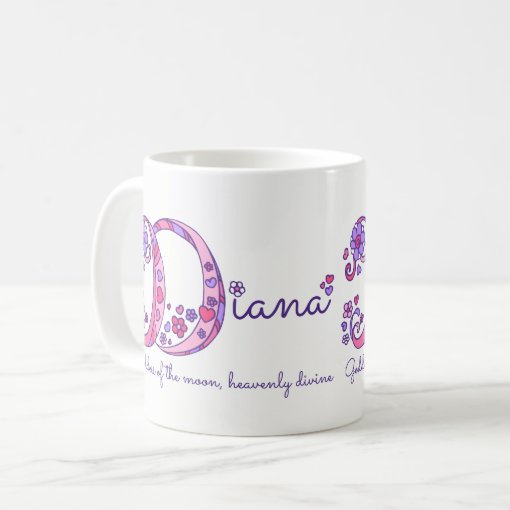 Diana name meaning personalized D monogram mug | Zazzle