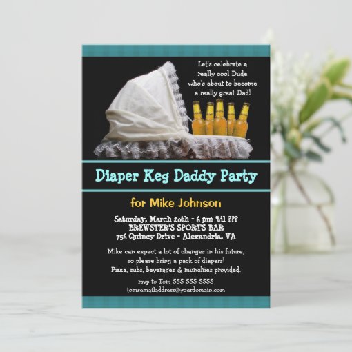 Diaper Keg Invitations - Dadchelor Beer Party | Zazzle