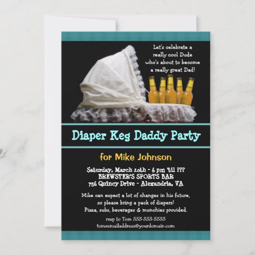 Diaper Keg Invitations - Dadchelor Beer Party | Zazzle