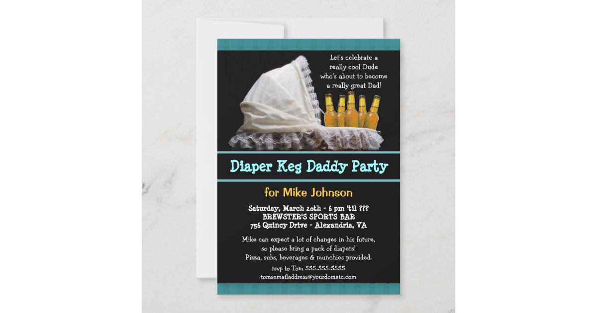 Diaper Keg Invitations - Dadchelor Beer Party | Zazzle