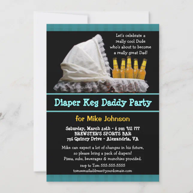 Diaper Keg Invitations - Dadchelor Beer Party | Zazzle