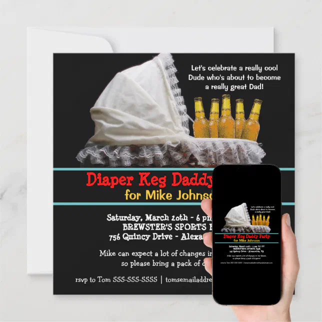 Diaper Keg Party Invitations - New Dad Baby Party | Zazzle